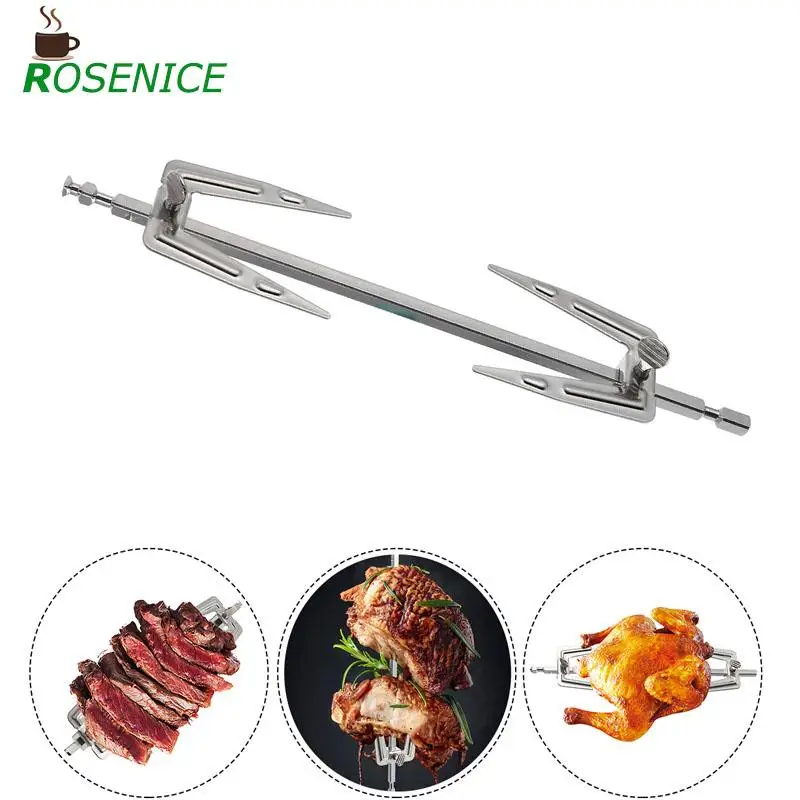포크 로티세리 그릴 고기 포크 프라이 에어 바베큐 치킨 침 로스트 스테인레스 스틸 꼬치 그릴 막대 액세서리 바베큐