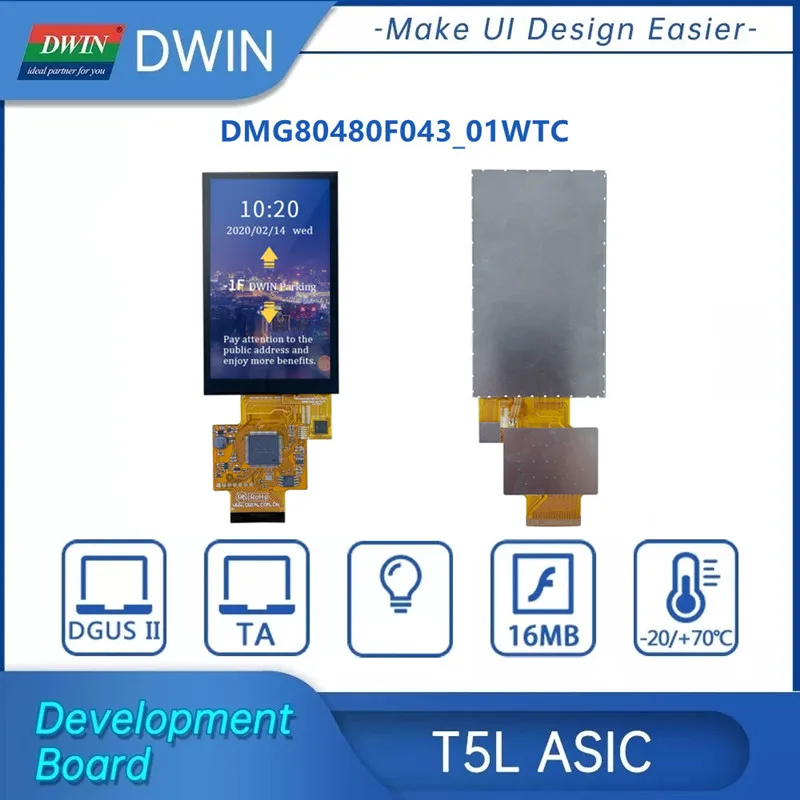 Dwin 4.3 Inch Tft Lcd Module 800*480 Hmi Touch Screen Cof Structure Capacitive Smart Display ...