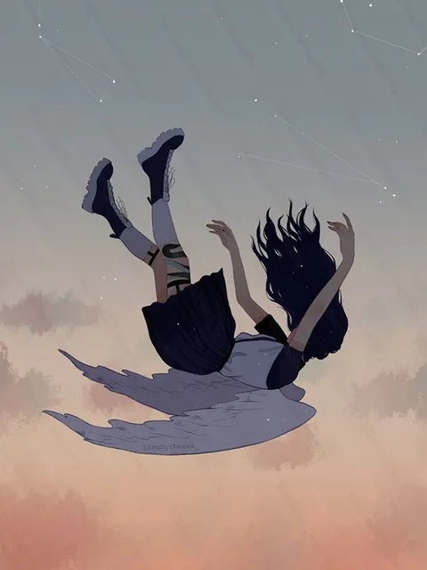 Anime Girl Falling From The Sky