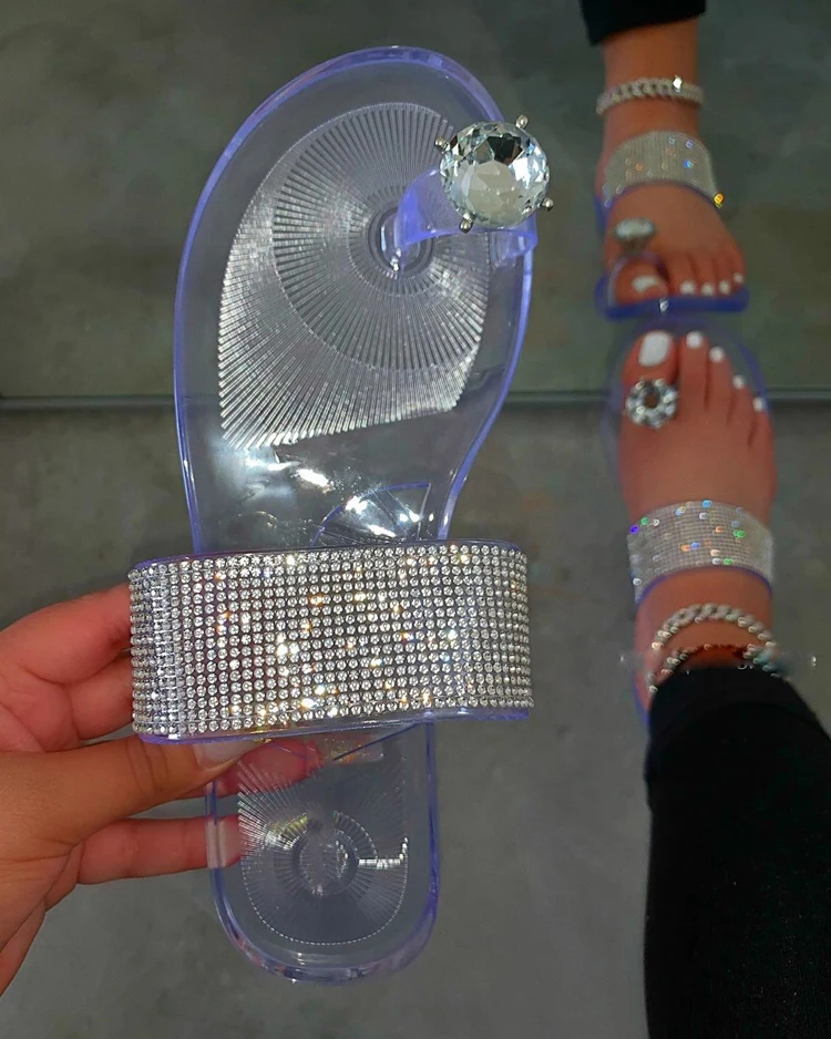 US$ 14.99 - Fashion Diamond Inlaid Thumb Slippers Slides Sandals - www ...