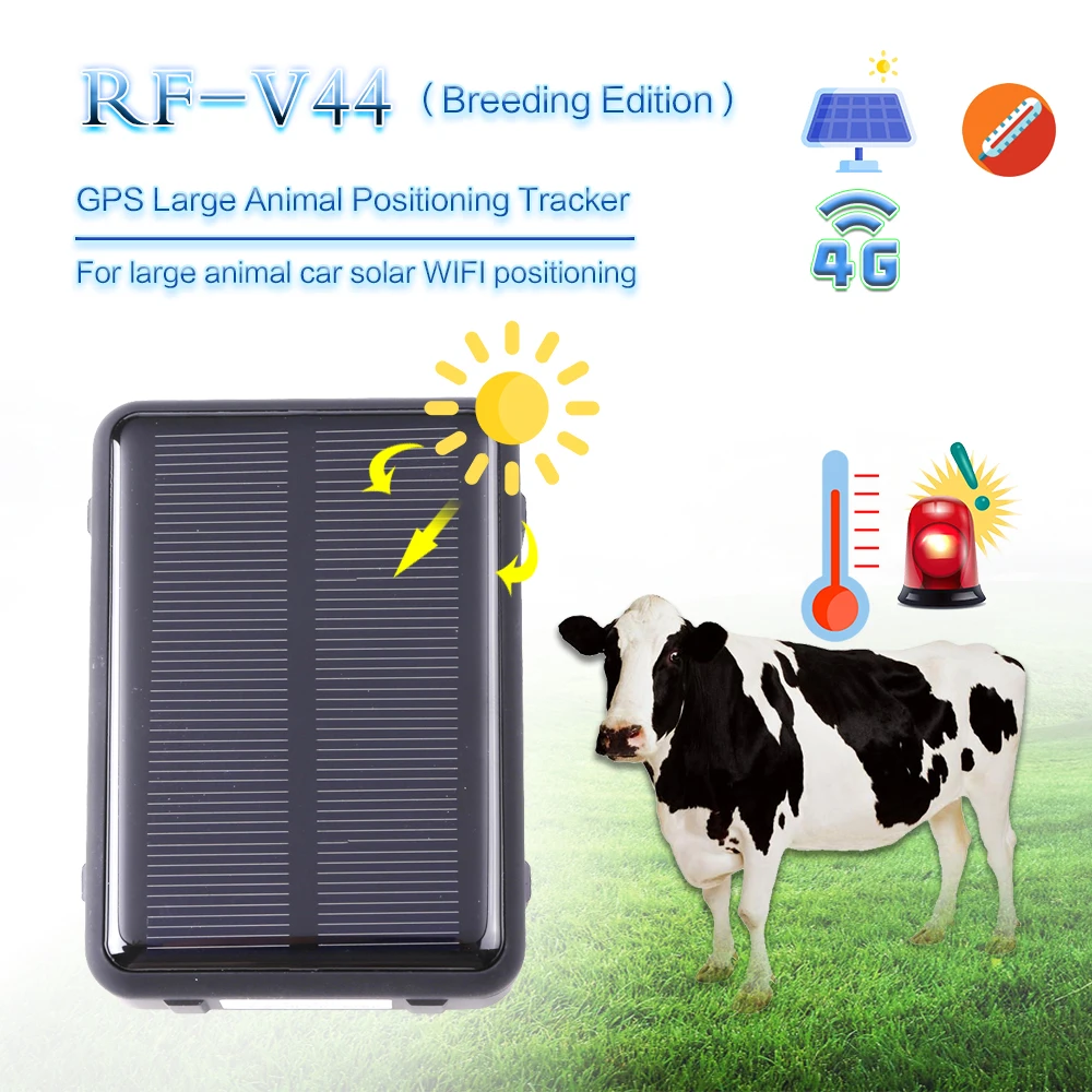 V44 Solar Power 4G Animal Pet Tracker WIFI GPS LBS locator IP67 Waterproof for Cattle Sheep Kids ...