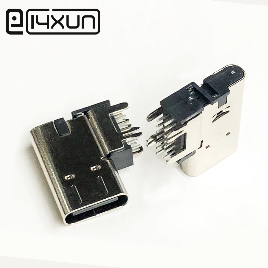 2pcs Type C 14p Plug Usb 2.0 Female 90 Degree Vertical Type-c Connector ...