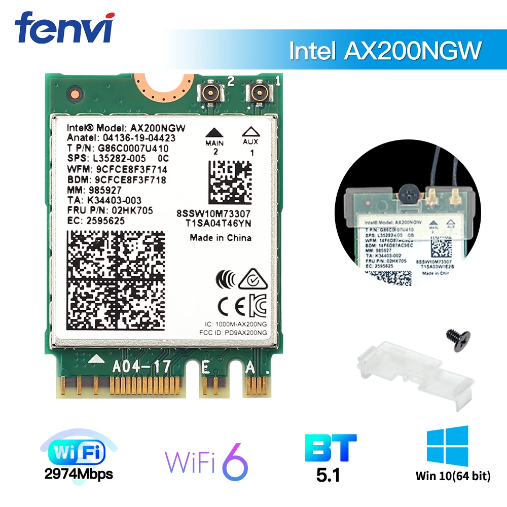 3000mbps Intel Ax200 Wifi 6 Dual Band 2.4g/5ghz 802.11ax For Bluetooth ...