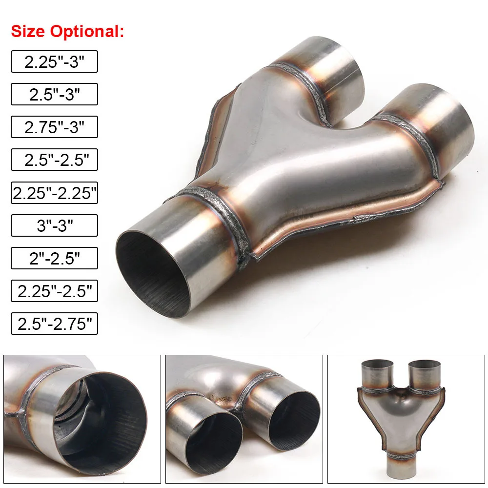 Universal Car Exhaust Y-Pipe Stainless Steel Exhaust 3-Way Pipe Adapter ...
