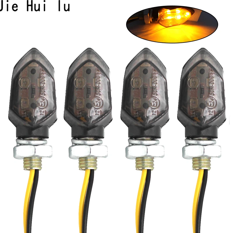 4pcs Mini Motorcycle Smoke Lens Turn Signal Light 5led 12v Amber ...