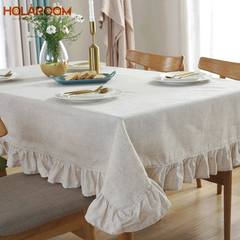 Solid Color Table Cloth Lotus Lace Tablecloth Dining Room Decorations ...