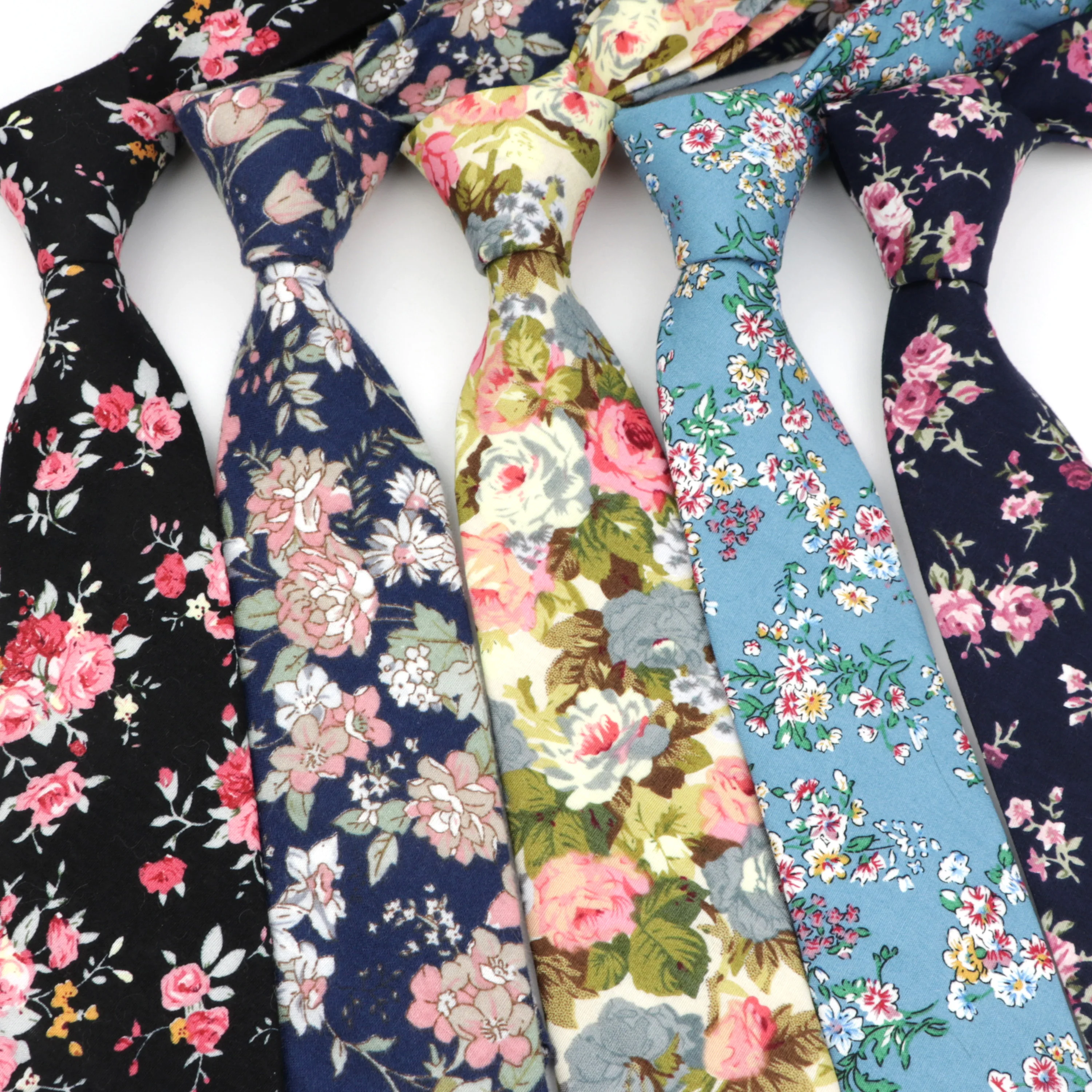 High-Quality-Cotton-Floral-Ties-For-Men-Casual-Slim-Neckties-Gravata ...