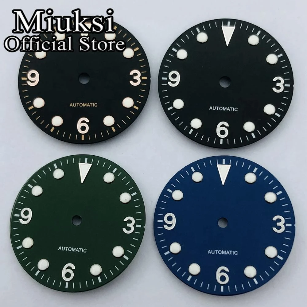 Miuksi 29.2mm Black Blue Green Sterile Dial Luminous Dial Fit Nh35 Nh36 ...