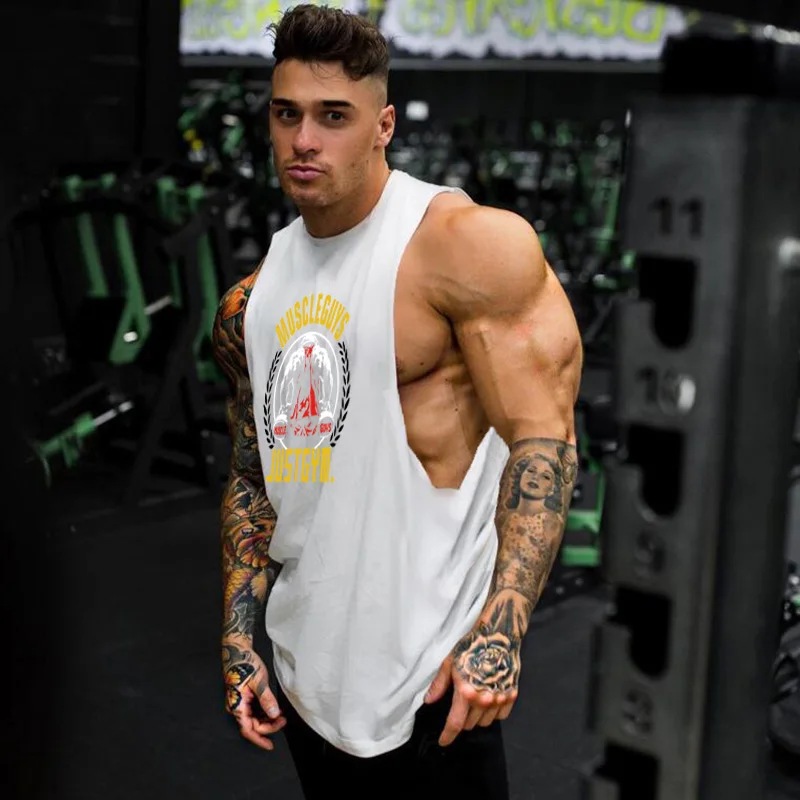Muscleguys Brand Fitness Drop Armhole Tank Top Men Gym Clothing Canotte ...