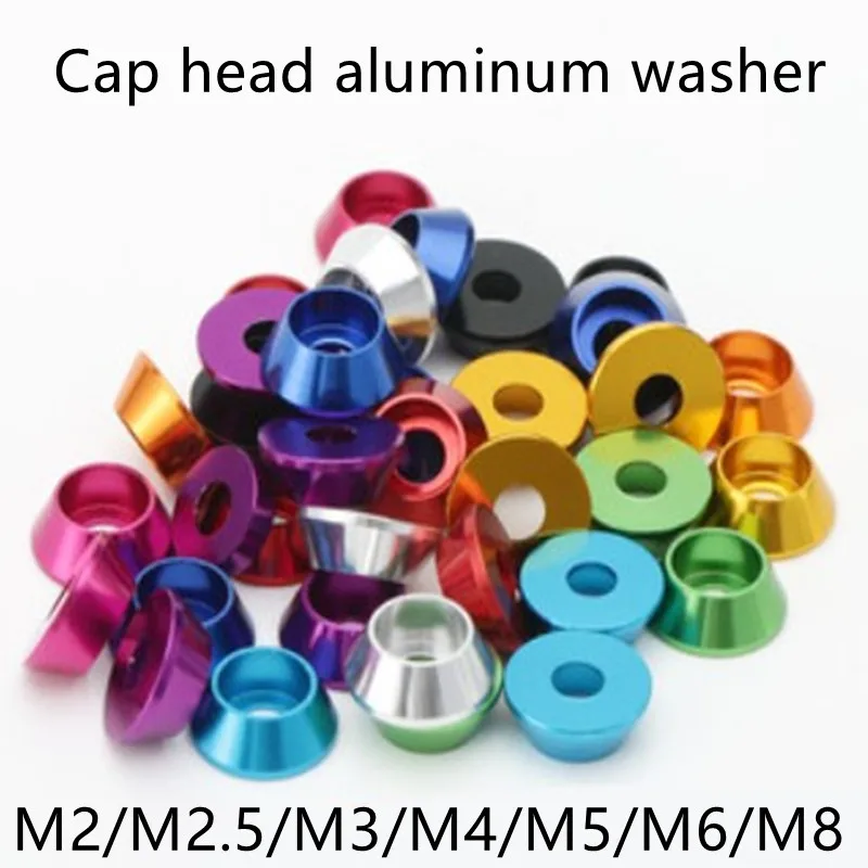 4-10pcs/lot Aluminum Cone Washer M2 M2.5 M3 M4 M5 M6 Corlorful Aluminum ...