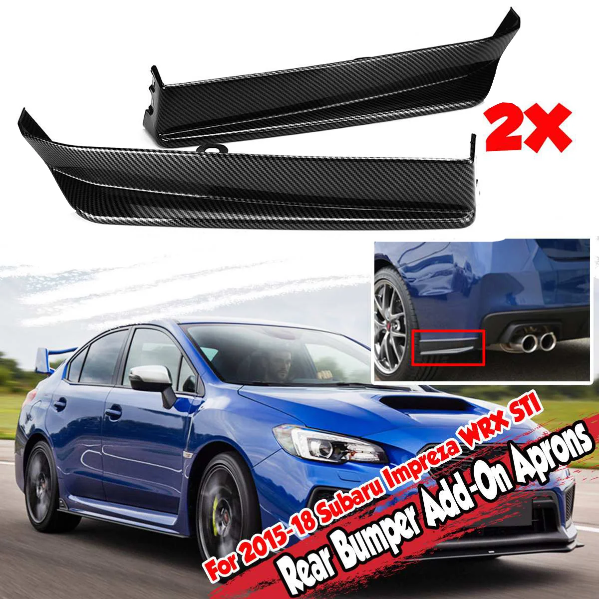 2x Car Rear Bumper Lip Aprons Spats Splitters Diffuser Canard Protector ...