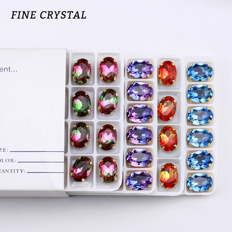 10*14mm sew on Rhinestone Tourmaline with claw , K9 Tourmaline crystal ...
