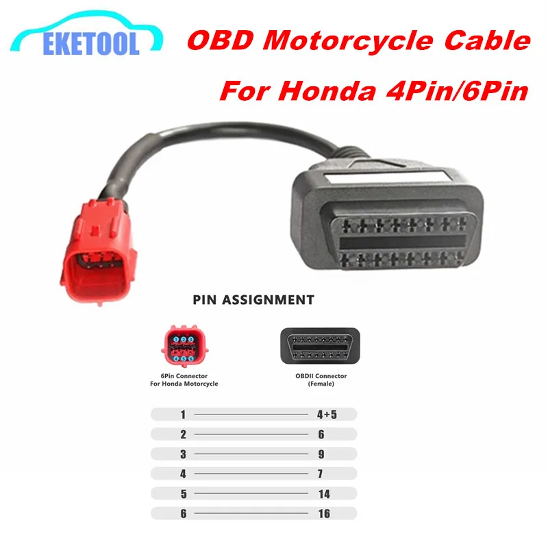 For Honda 4Pin For Honda 6Pin OBD Motorcycle Cable 16Pin Plug Cable ...