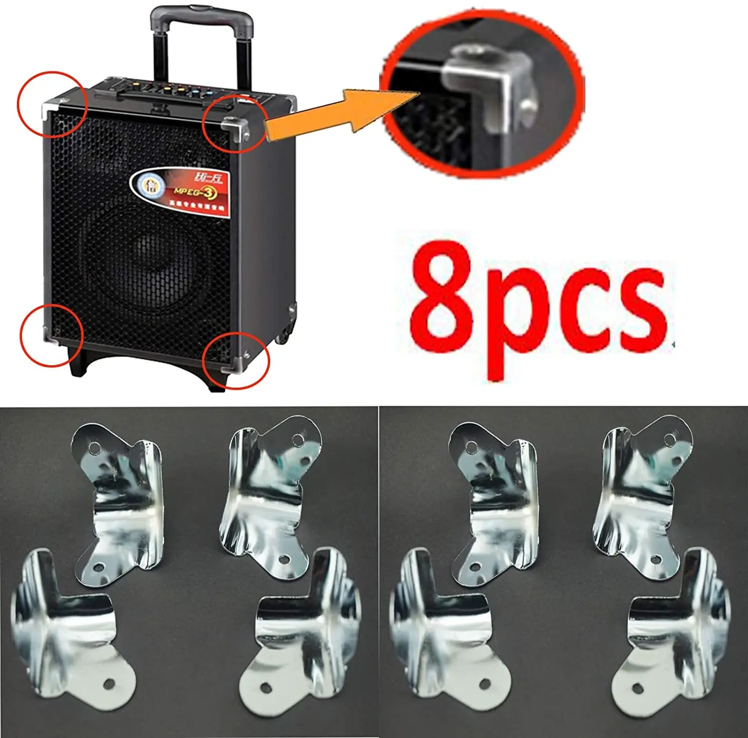 DURABLE-CHROME-METAL-Universal-Corner-Speaker-Cabinet-Box-Leg-Amp ...