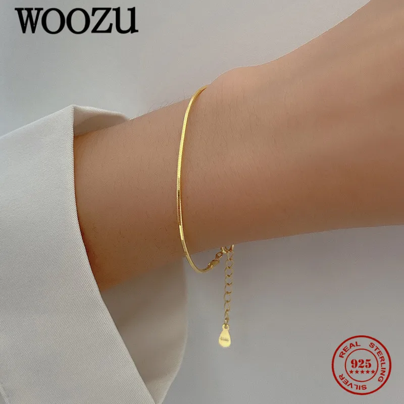 WOOZU-925-Sterling-Silver-Korean-Glossy-Snake-Bone-Chain-Bracelets-For-Women-Statement-European ...