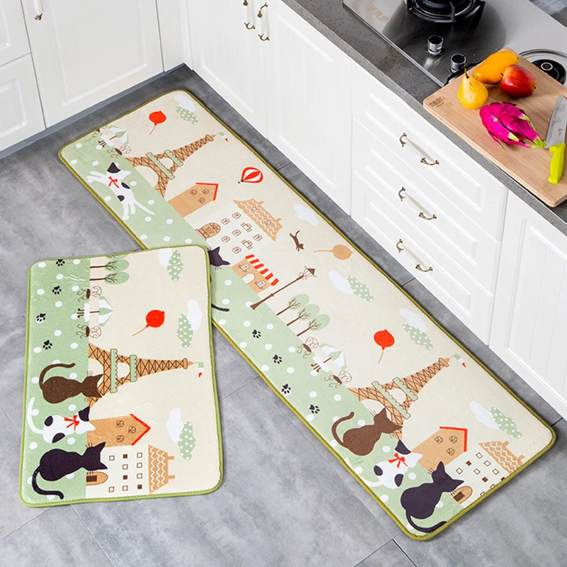 Lovely-Cat-Printed-Floor-Mat-Water-Absorption-Kitchen-Bathroom-Mat-Non ...