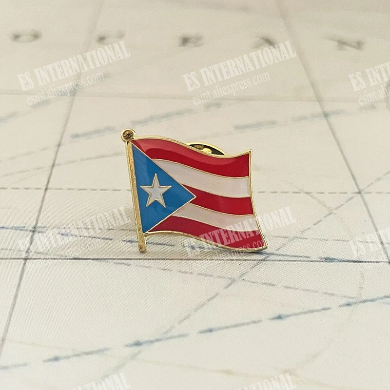 Puerto-Rico-National-Flag-Lapel-Pins-Crystal-Epoxy-Metal-Enamel-Badge ...