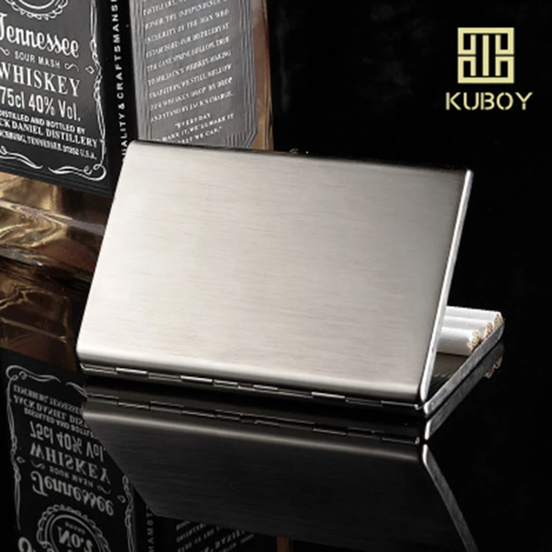 Slim Cigarette Case Ultra thin Stainless Steel Tobacco Box Metal Holder ...