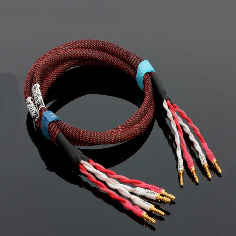 Pair Hi-end 4n Oxygen-free Pure Copper Hifi Audiophile Cable Banana To ...