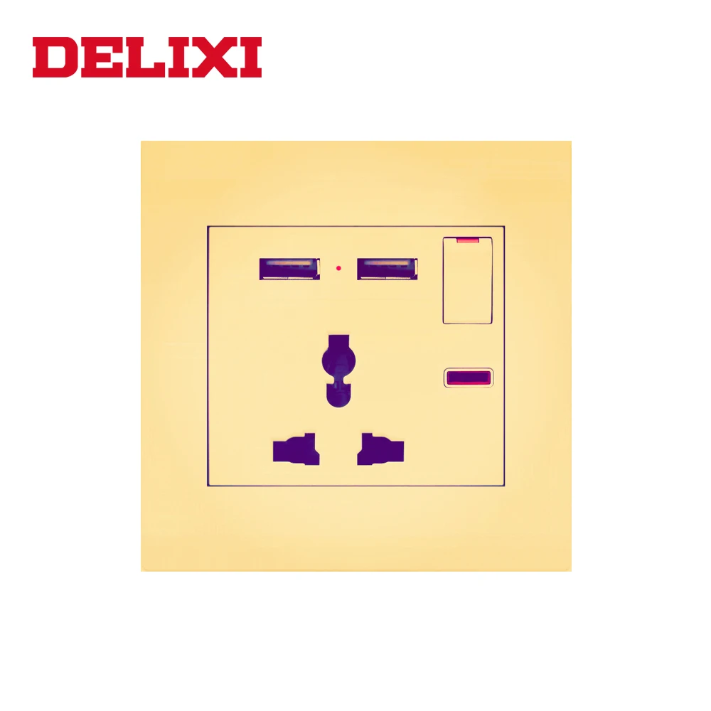 wall-socket-220v-with-usb-ports-Golden-Color-uk-standard-universal ...