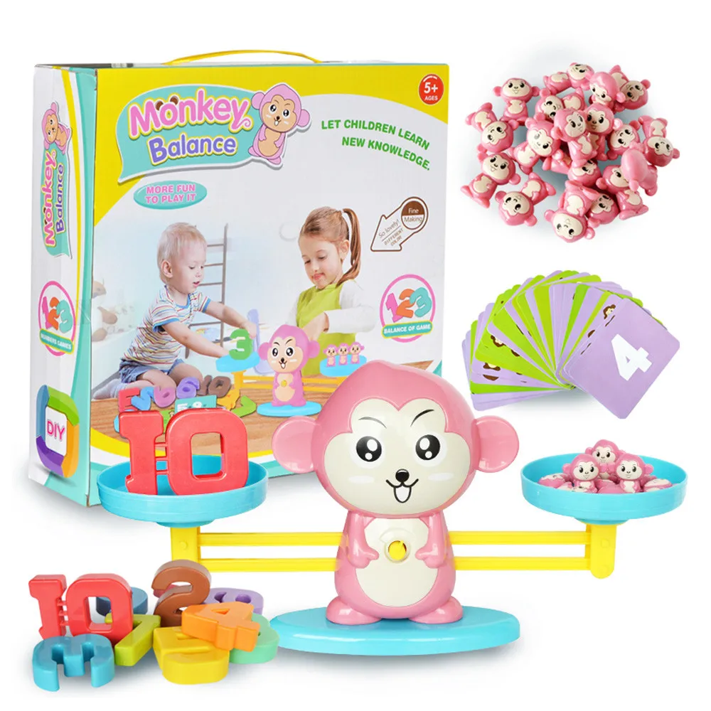 Монтессори матча игра настольные игрушки обезьяна щенок балансировка шкала количество баланс