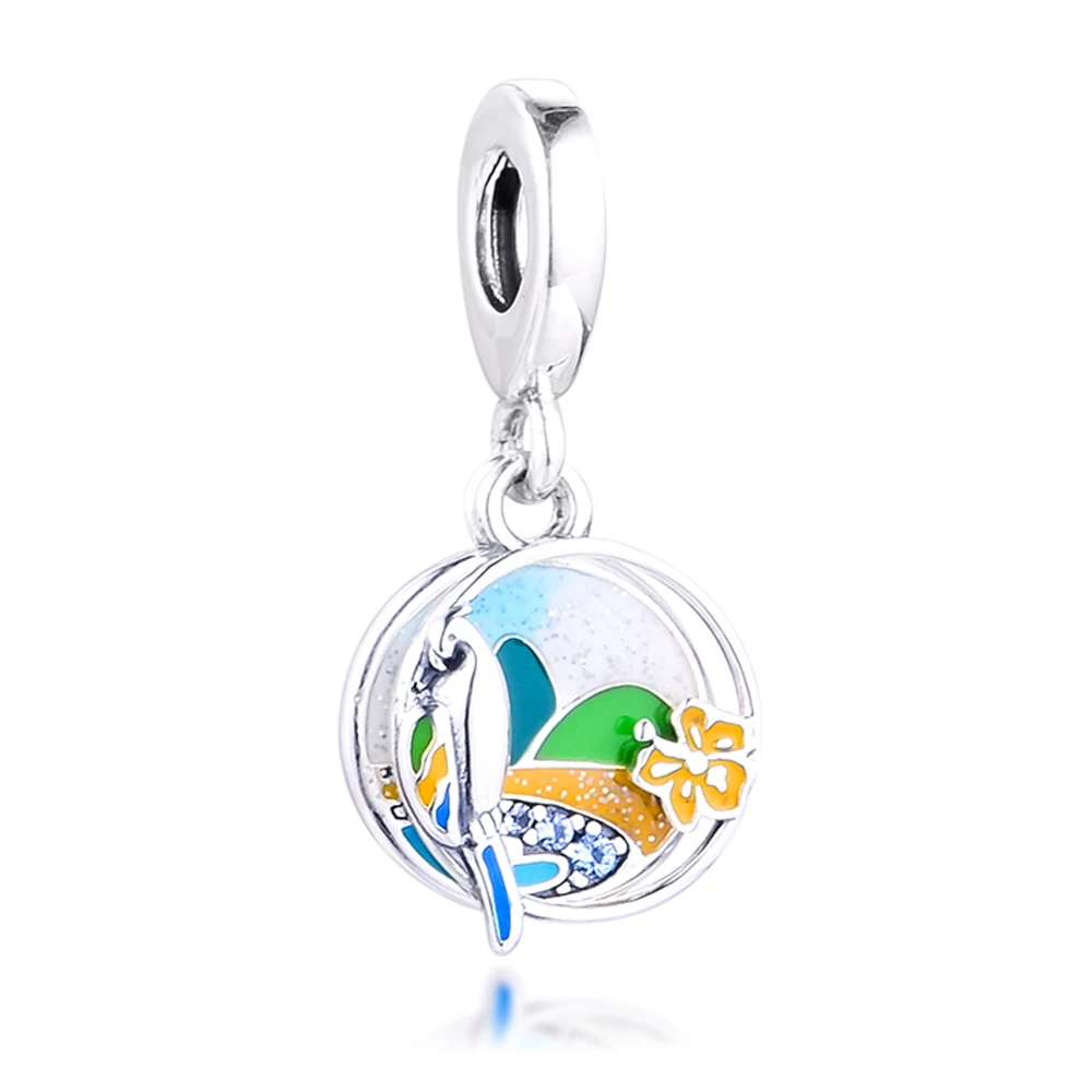 Charm brasileño de playa y loro para mujer, cuentas originales de Plata ...