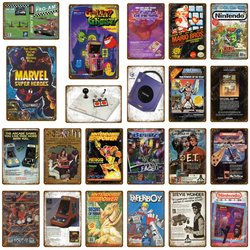 Comic Video Game Metal Signs Play Gaming Metal Poster Wall Sticker For ...