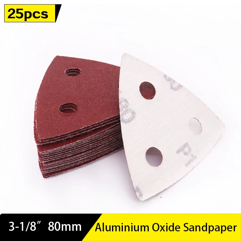 25Pcs-3-Holes-Triangle-Sandpaper-3-1-8-80mm-Sanding-Sheets-80-120-180 ...
