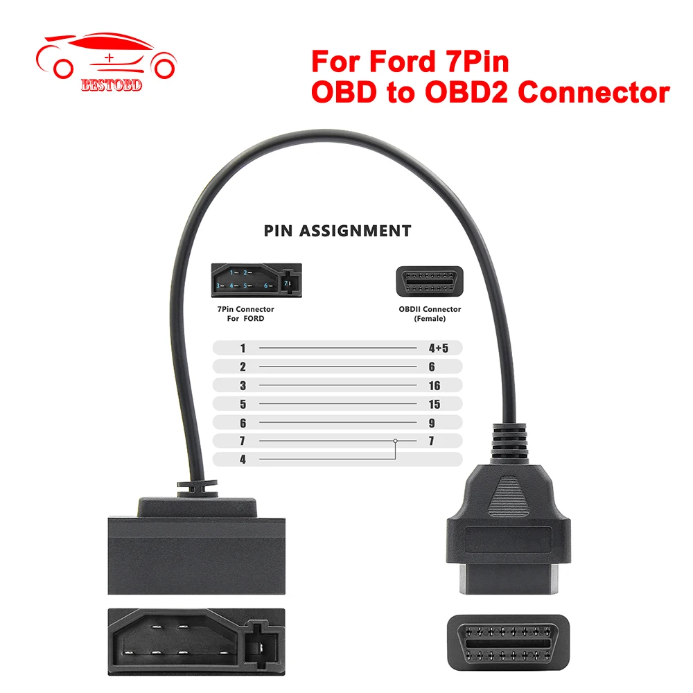 OBD to OBD2 16Pin For Ford 7pin OBD2 Connector Adapter For Ford FORScan ...