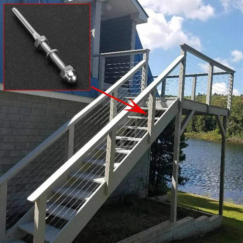 62 Pack Cable Railing Swage Threaded Stud Tension End Fitting Terminal ...