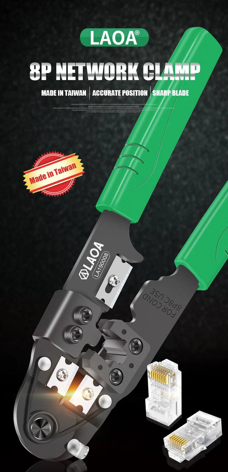 LAOA Professional 8P Network Pliers SK5 Blade Wire Cutter