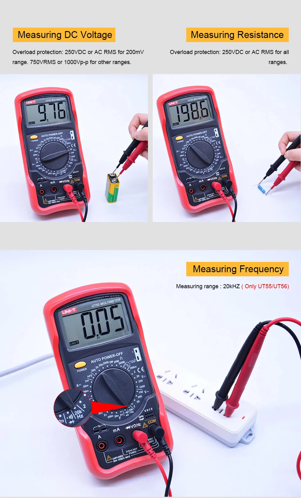 UNI-T UT51 UT52 UT53 UT55 UT56 True RMS Digital Multimeter Voltmeter Ammeter Ohmmeter Electrical ...