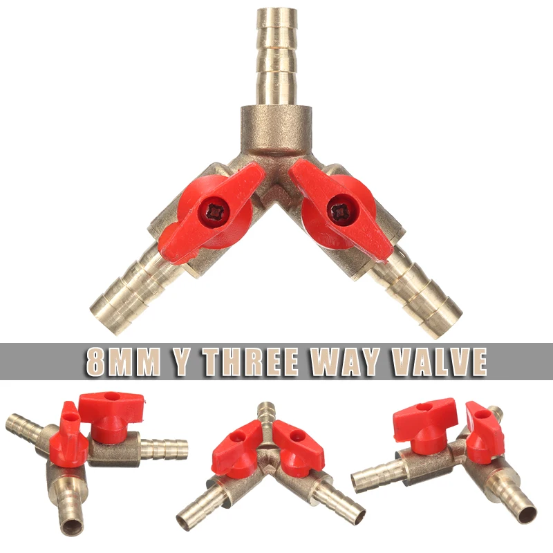 1pc Brass Y 3-way Shut Off Ball Valve 5/16" 8mm Mayitr Brass Plastic ...