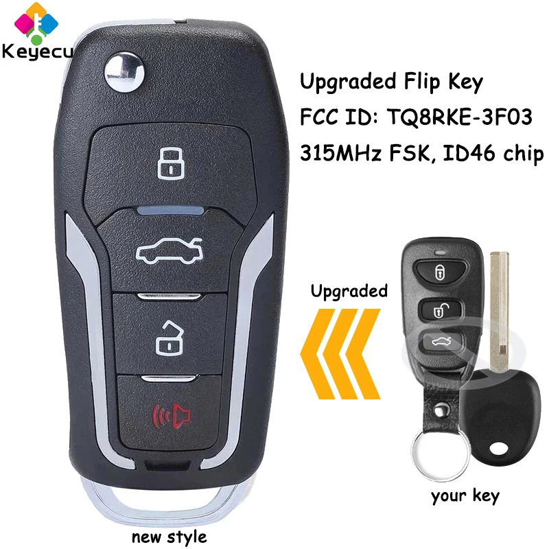 KEYECU-Upgraded-Flip-Remote-Car-Key-With-3-1-4-Buttons-315MHz-ID46-Chip ...