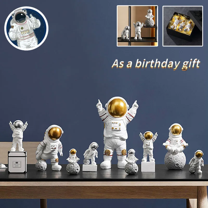 Nordic Astronaut Figurines Resin Sculpture Modern Home Decor Miniatures ...
