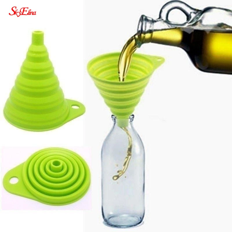 Silicone Folding Funnels Kitchen Tools Kitchen Accessory Foldable ...