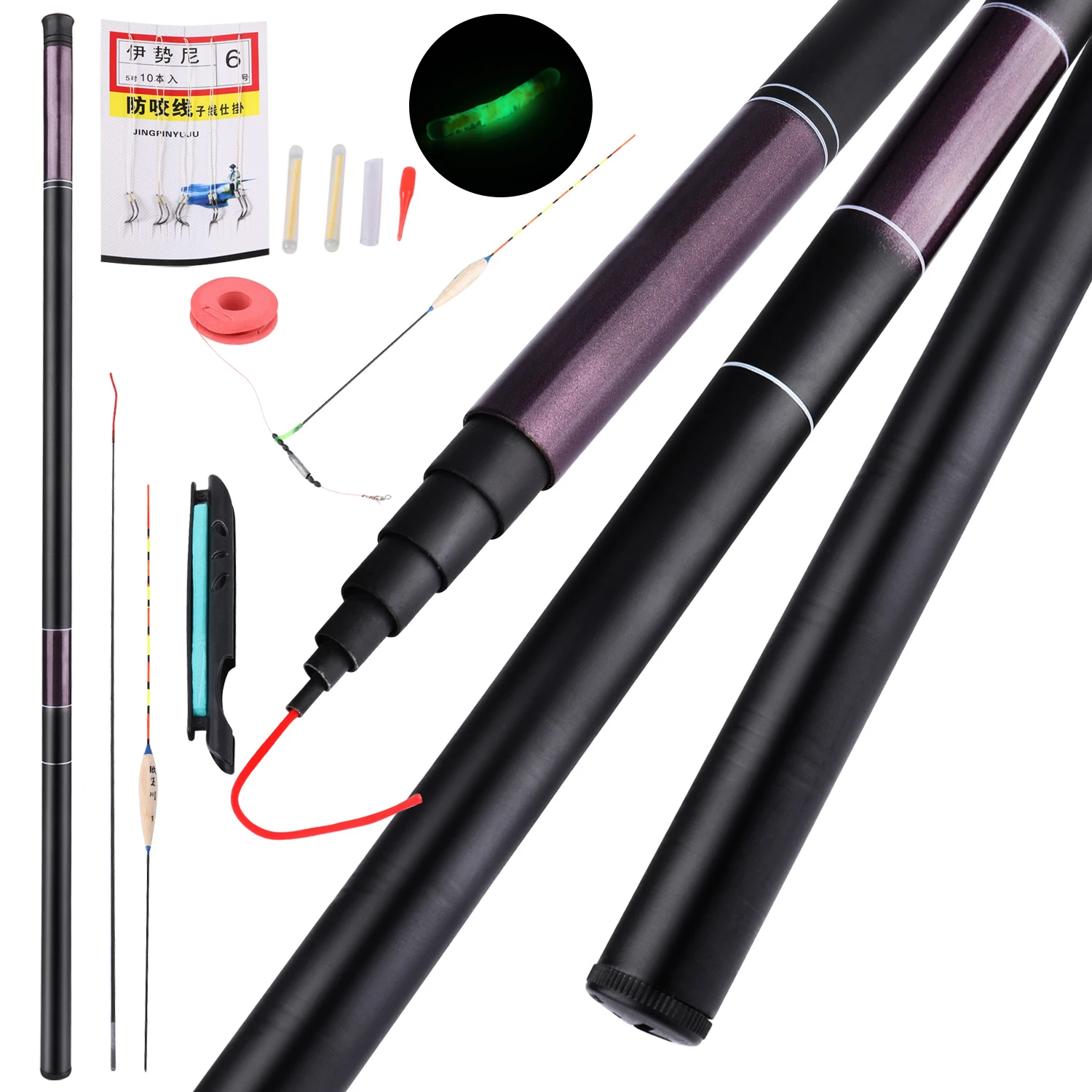 Sougayilang 2.7M 7.2M Carbon Fiber Fishing Rod Telescopic Ultra light ...
