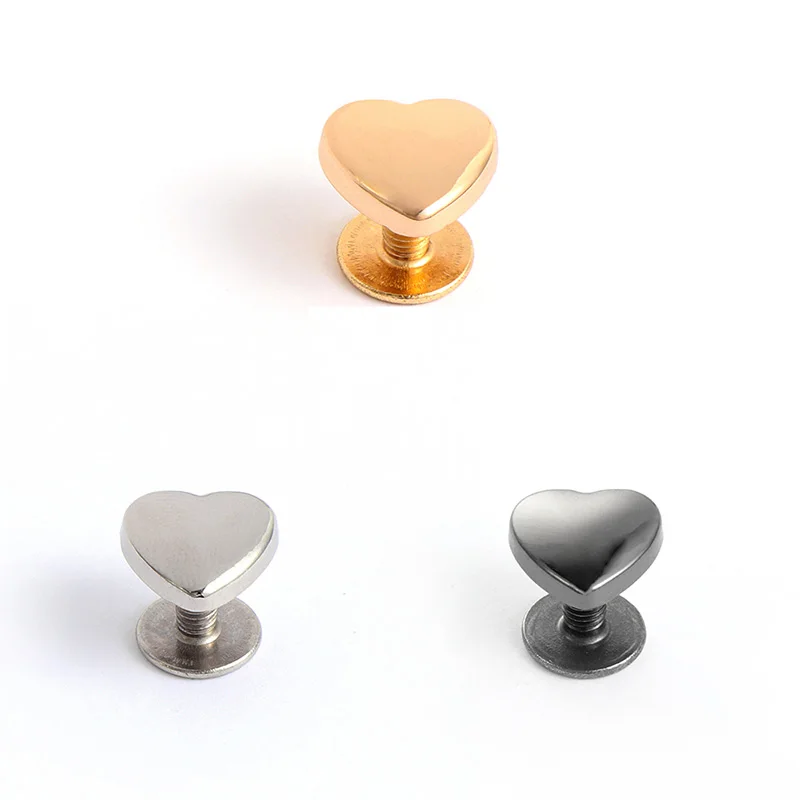 10 Sets/pack Heart Shape Metal Screw Back Rivets For Leather Studs Nail ...
