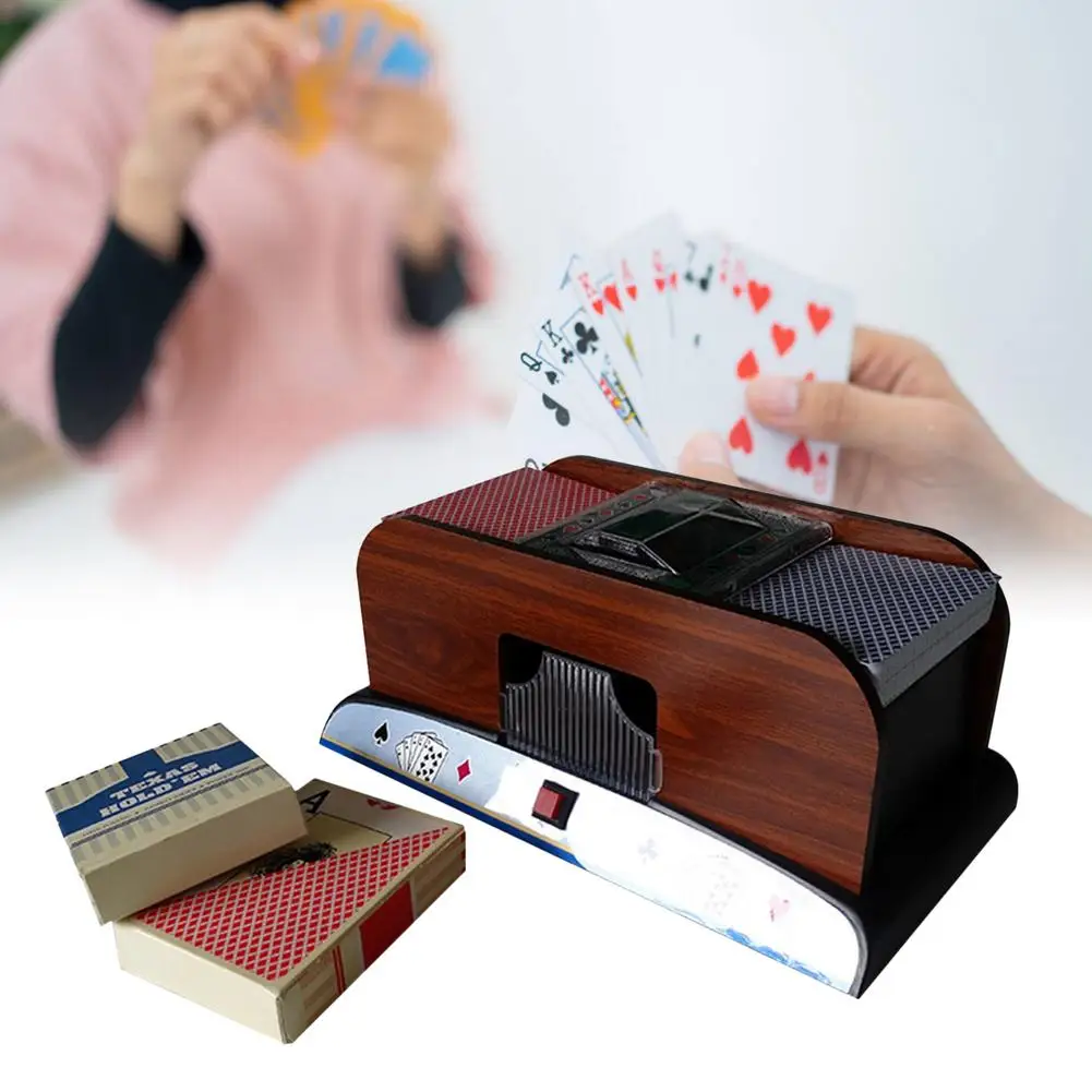 Playing Card Shuffler Automatic 2 Deck | Wooden Poker Card Shuffler ...