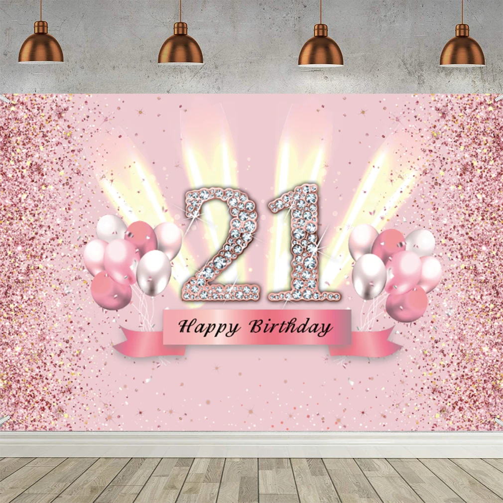 Happy 21st Birthday Backdrop for Happy Birthday Party Background ...