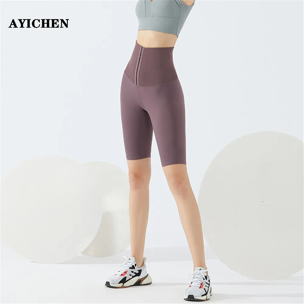 Ayichen 높은 허리 운동 원활한 브레스트 휘트니스 요가 반바지 엉덩이 요가 러닝 반바지 스포츠 여성 체육관 레깅스요가