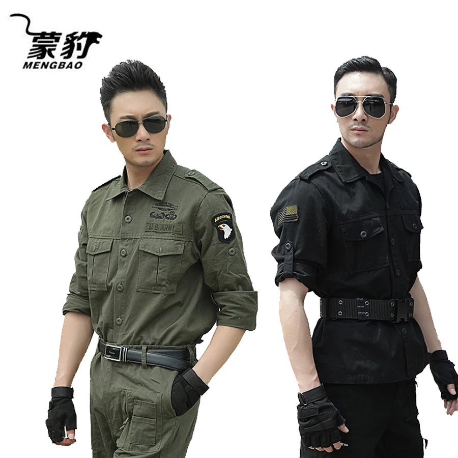 Black-Military-Uniform-US-Army-Tactical-Suit-Special-Force-Cotton ...