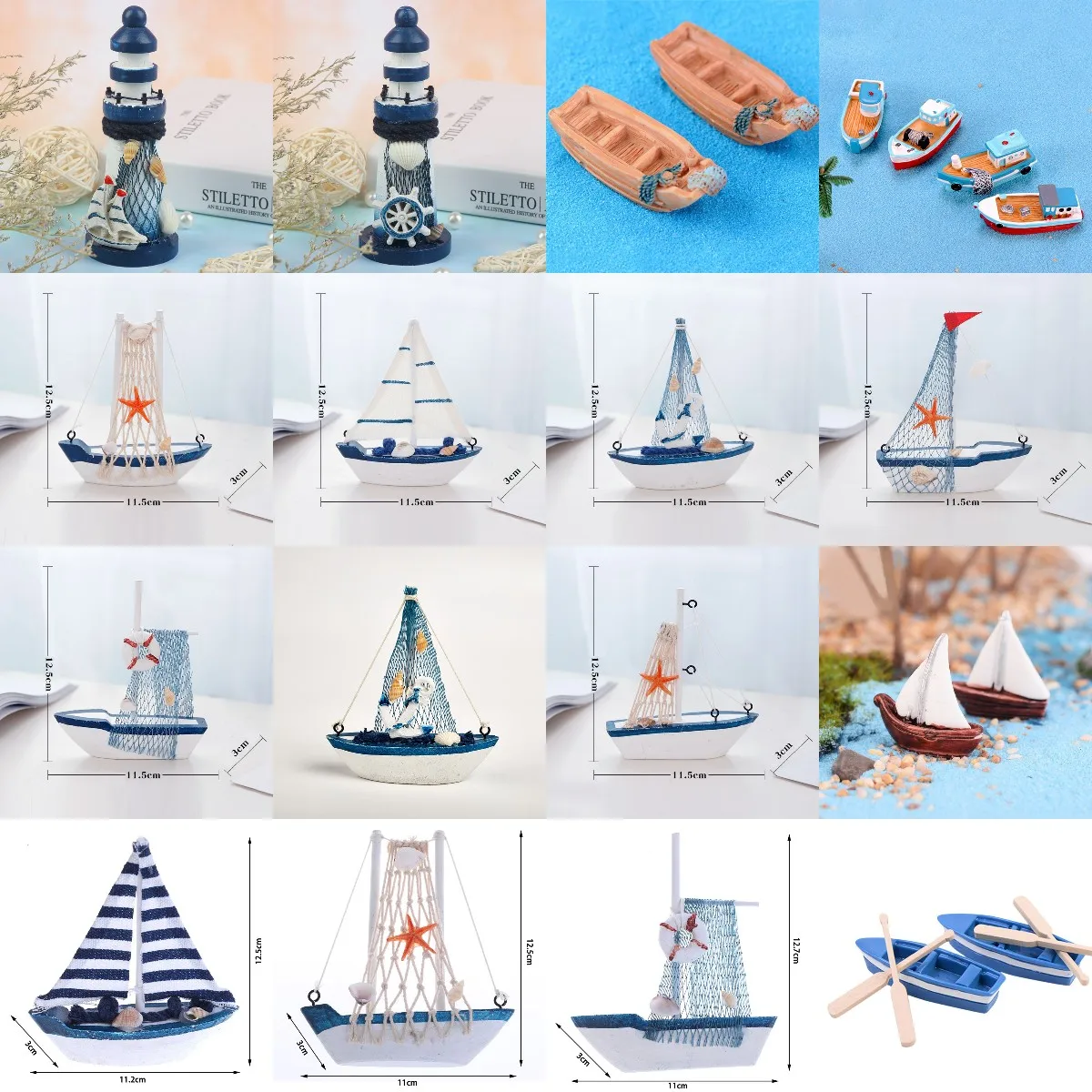 Marine-Nautical-Creative-Sailboat-Mode-Room-Decor-Figurines-Miniatures ...
