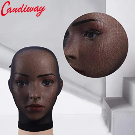 Candiway Sexy Black Transparent Elastic Stockings Headgear Face Mask ...
