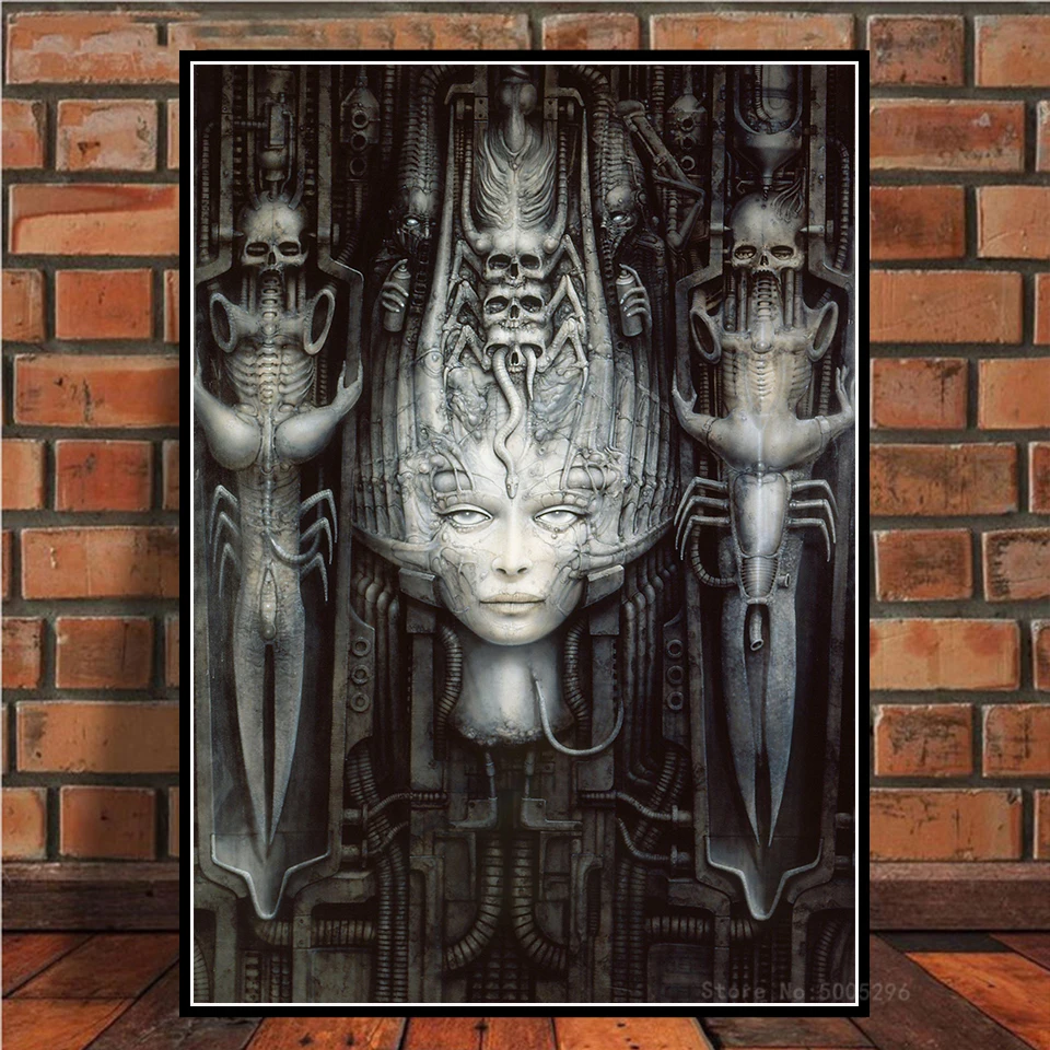 Tableau - Toile,Affiches et imprimés d'horreur Hr Giger Li II,peinture ...