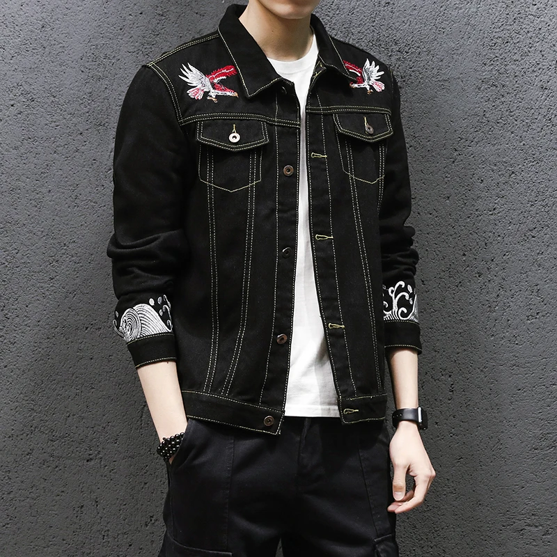 eagle embroidery jacket Men 2020 Autumn Cowboy Coat Man explosion ...