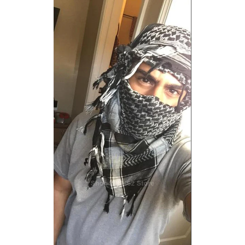 Traditional Men Muslim Scarf Turban Shemagh Tassel Islamic Hijab Saudi ...