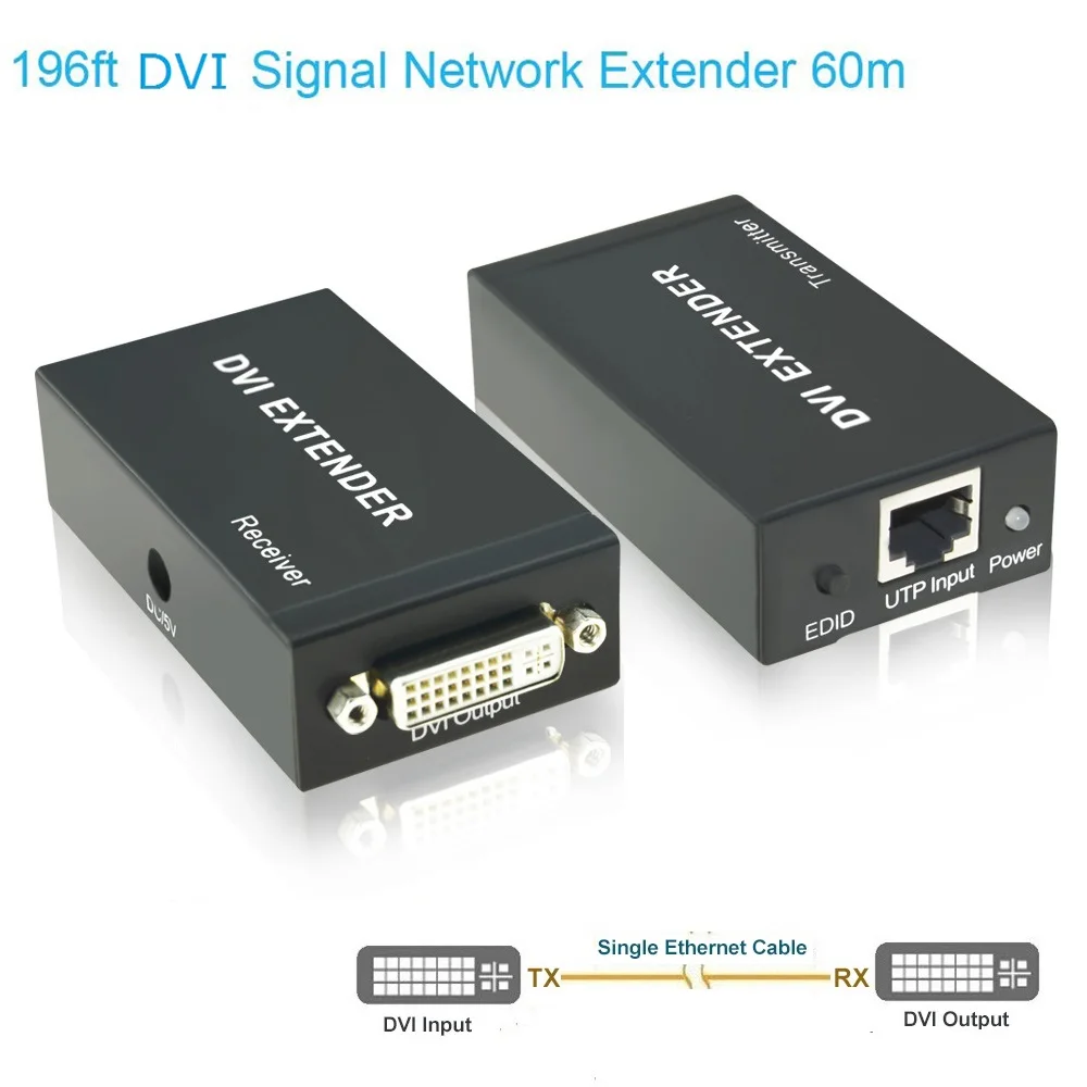 196ft-DVI-Extender-SGEYR-DVI-Extensor-Over-Cat5e-6-7-Ethernet-Cable-up ...