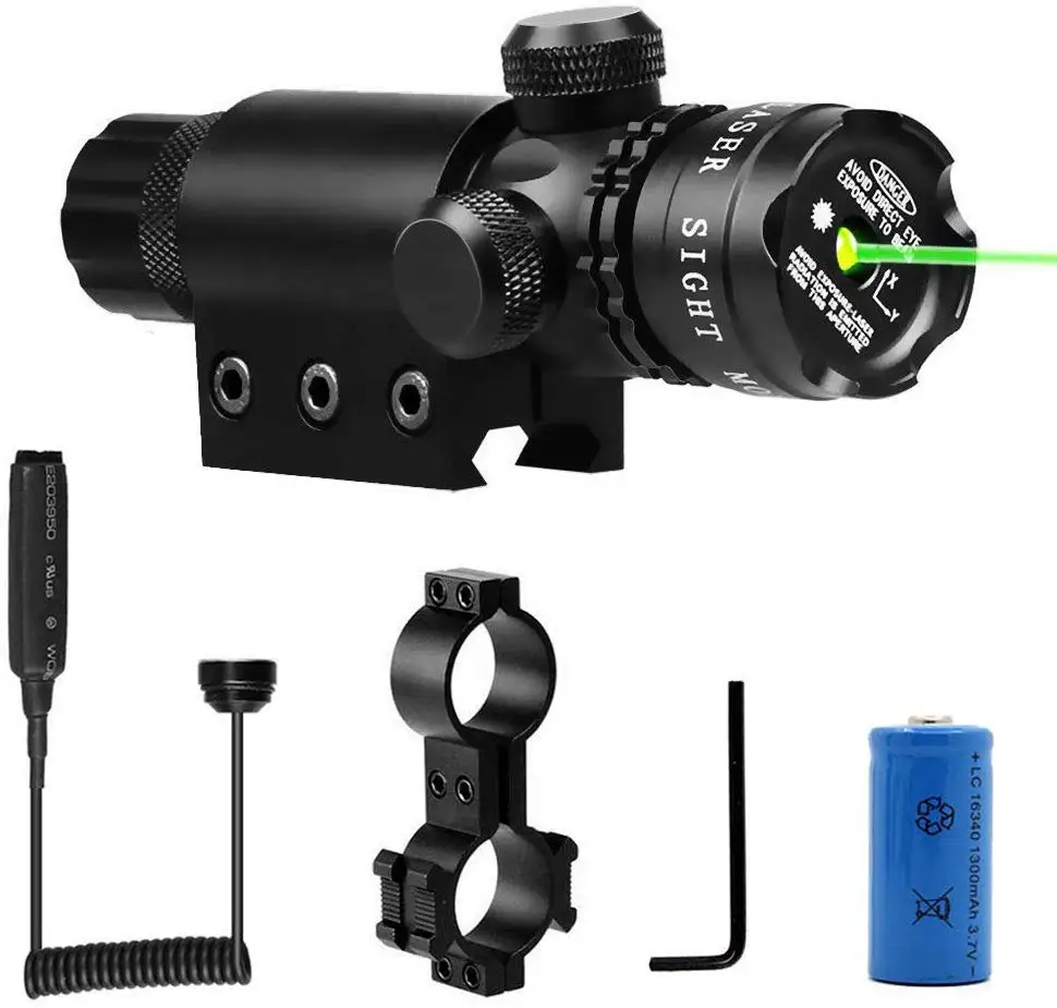 Hunting Tactical Green Dot Laser Sight Adjustable Switch 532nm Mount ...