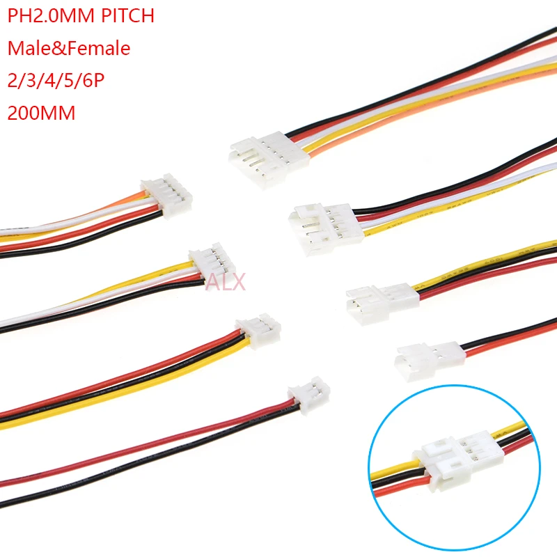 10set 200mm Ph2.0mm 2/3/4/5/6 Pin Male Female Plug Connector With Wire 2.0mm Ph 2.0 2pin/3pin ...